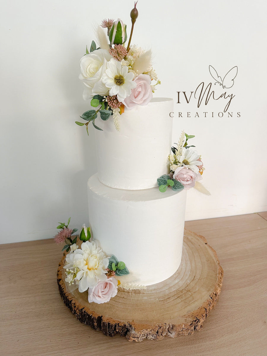 Cake Flowers - Wedding Cake Flowers - Cake Topper - White - Blush Pink ...